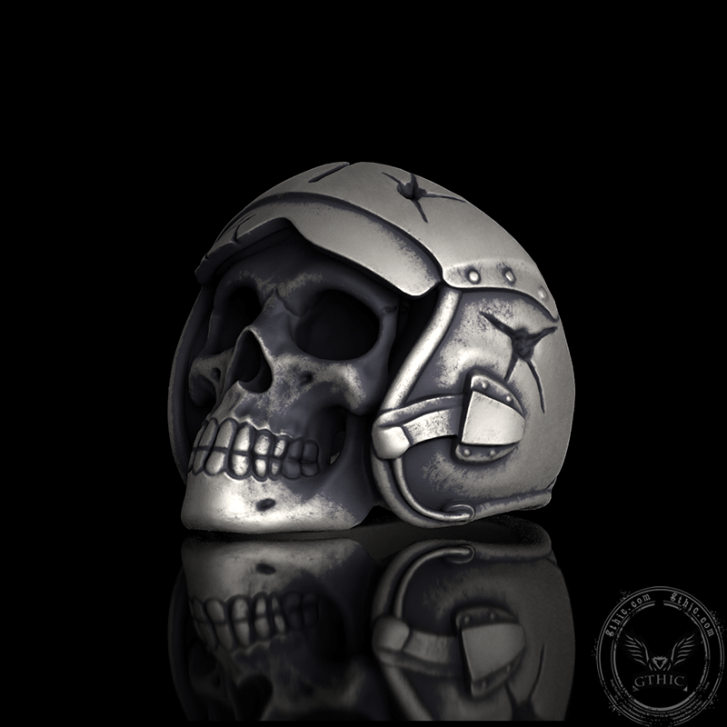 Aviator Helmet Skull Sterling Silver Ring – GTHIC
