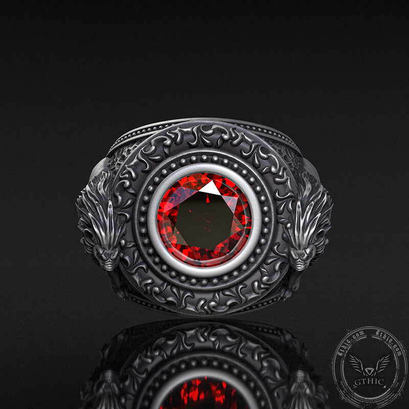 Baroque Lion Gem-set Sterling Silver Ring – GTHIC