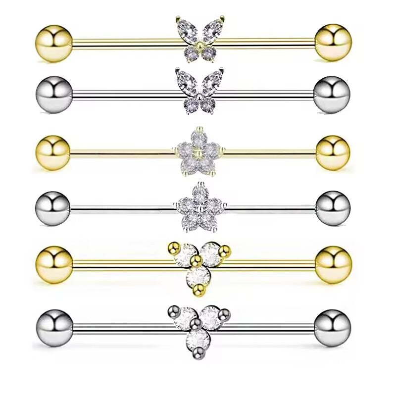 Butterfly Inlaid Zircon Stainless Steel Industrial Piercing – GTHIC