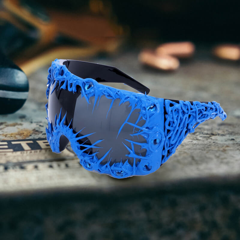 Dark Gothic Black Python Drip Glue Square PC Sunglasses – GTHIC