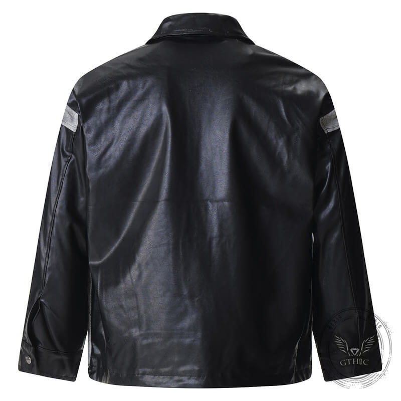 Distressed Punk Patchwork Motorcycle PU Leather Jacket – GTHIC