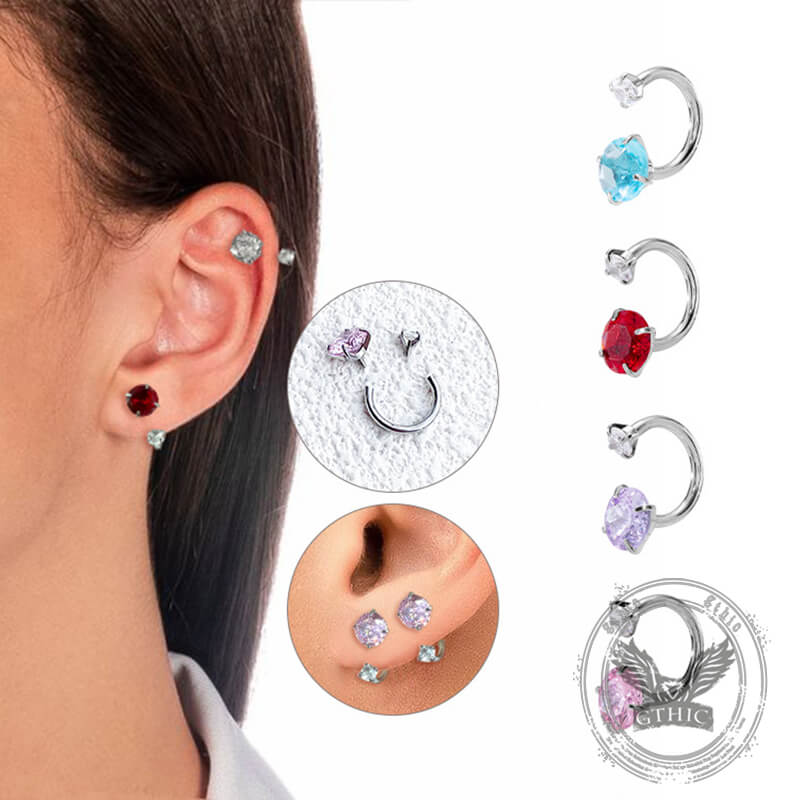 Gem C-Rod Stainless Steel Nose Ring Ear Bone Piercing – GTHIC