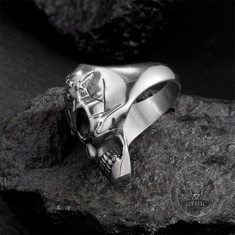 Gothic American Flag Skull Domineering Stainless Steel Ring – GTHIC