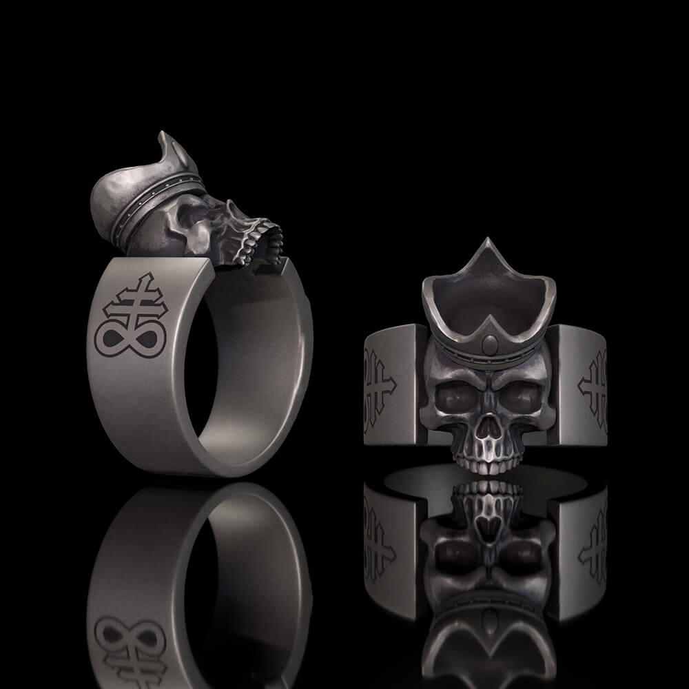 Gothic Crown Skull Leviathan Cross Sterling Silver Ring – GTHIC