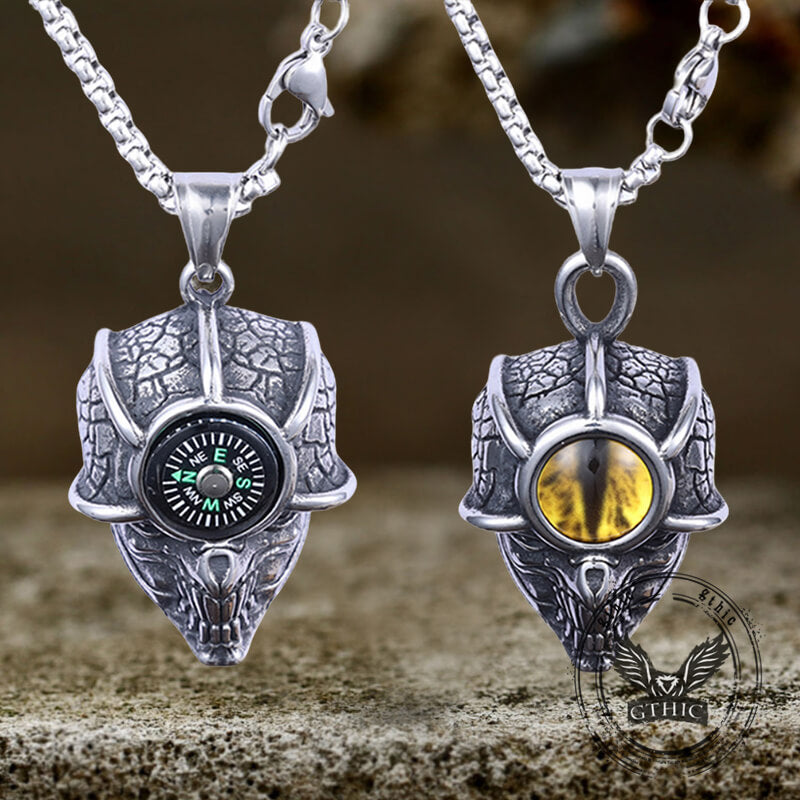 Gothic Demon Eye Compass Skull Stainless Steel Pendant – GTHIC