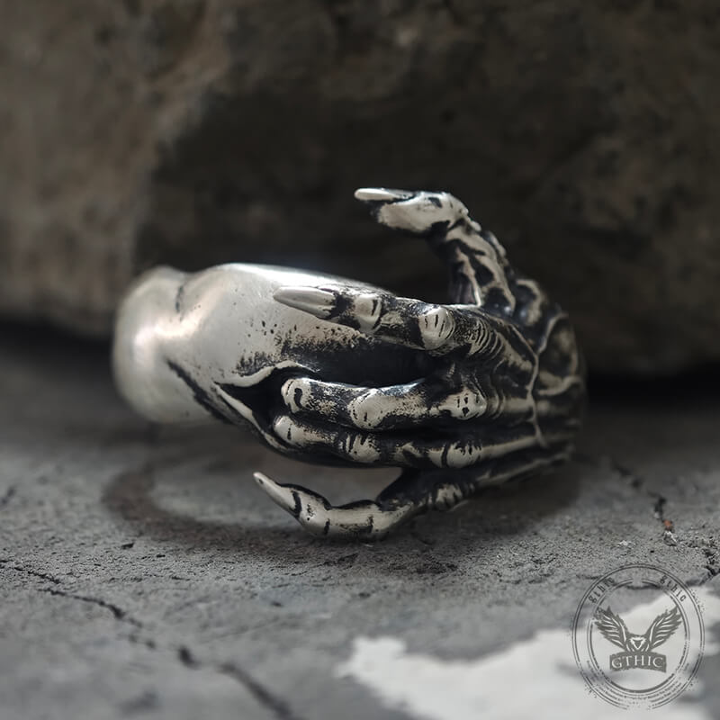 Gothic Evil Devil Hand Sterling Silver Ring – GTHIC