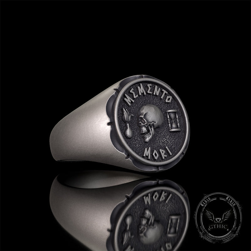 Gothic Memento Mori Letters Sterling Silver Skull Ring – GTHIC
