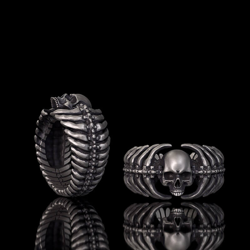 Gothic Skull Centipede Spine Sterling Silver Ring – GTHIC