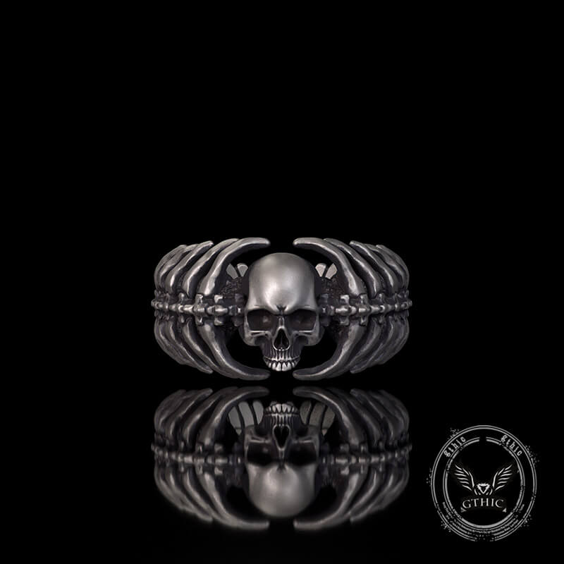 Gothic Skull Centipede Spine Sterling Silver Ring – GTHIC