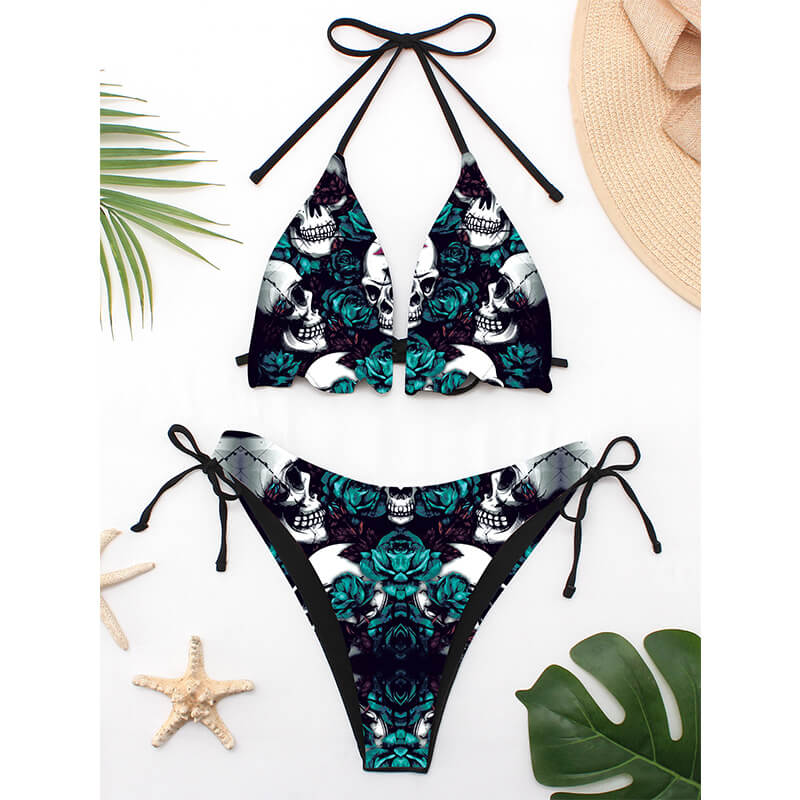 Gothic Skull Rose Print Bikini Set – GTHIC