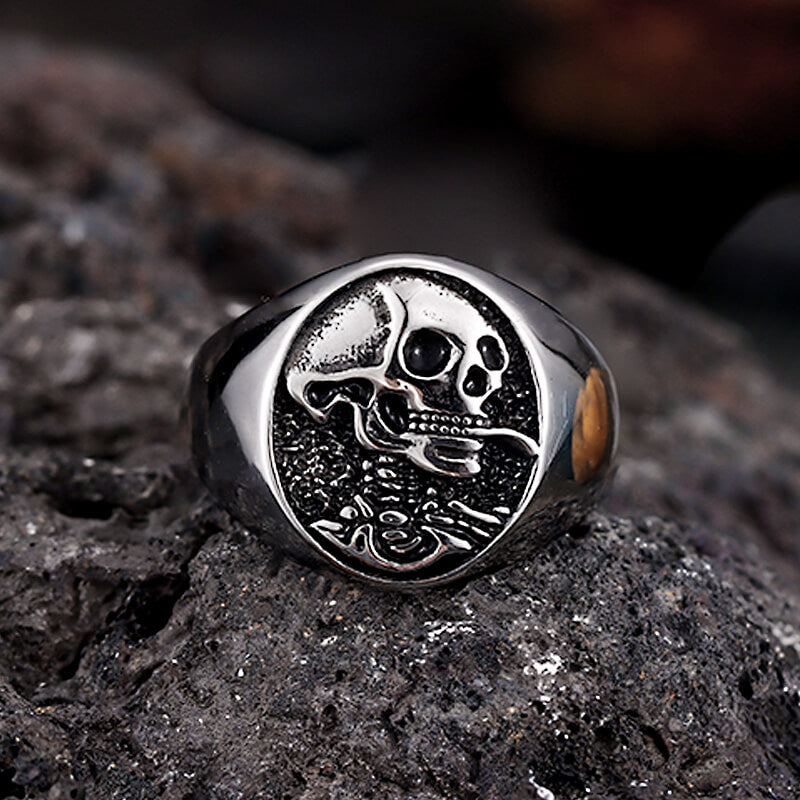 Gothic Smoking Skull Men Stainless Steel Ring – GTHIC