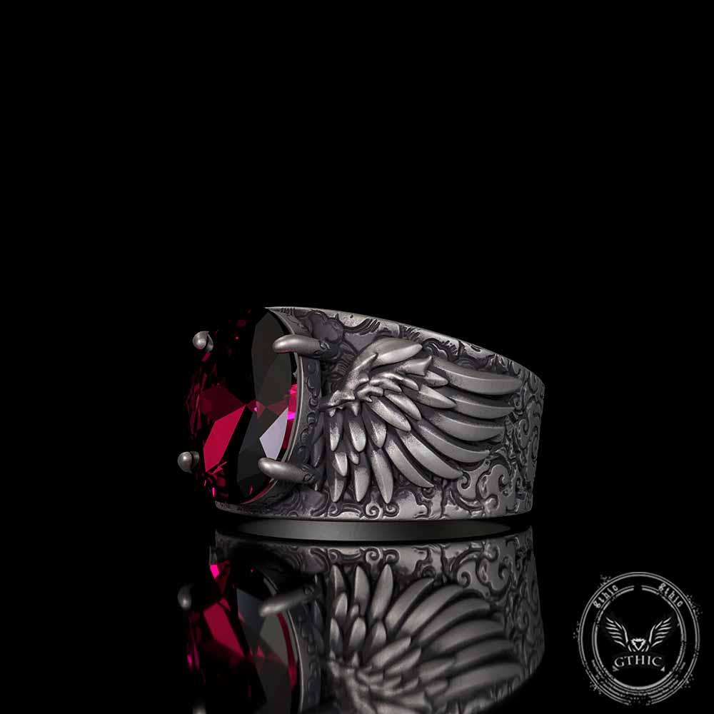 Gothic Winged Gem Vine Pattern Sterling Silver Ring – GTHIC