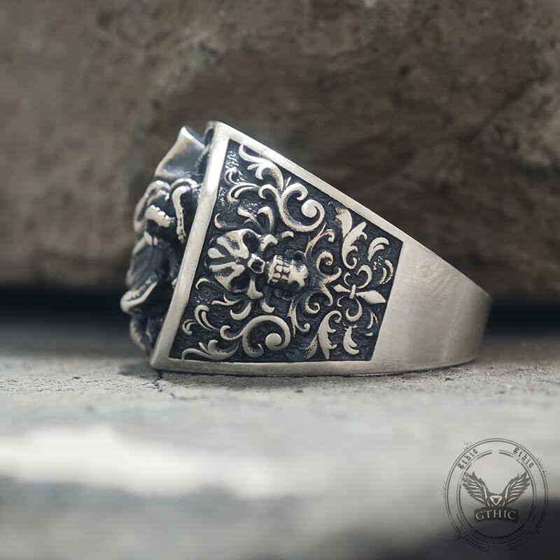 Grim Reaper Scythe Skull Tentacle Sterling Silver Ring – GTHIC