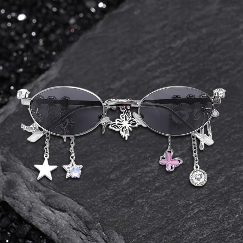 Japanese Star Bow Decorated Oval Frame PC Sunglasses – GTHIC