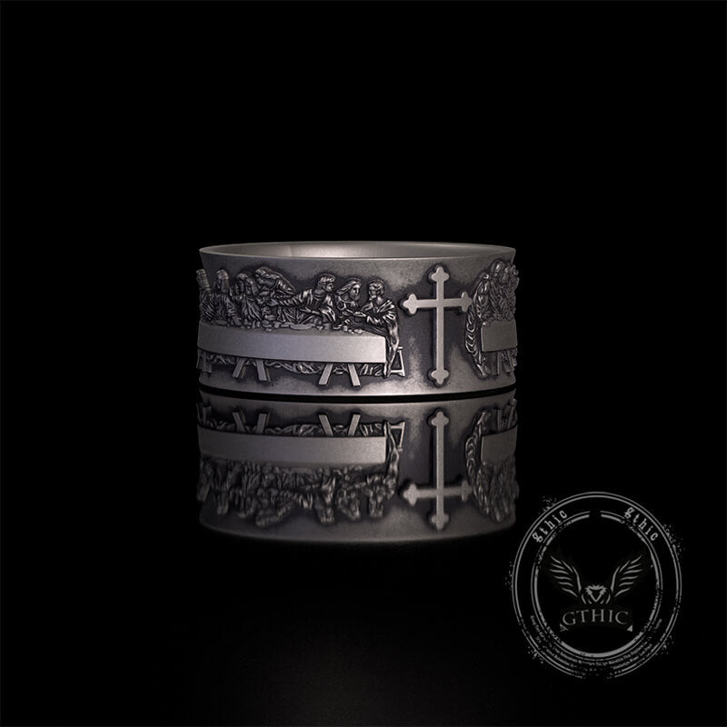 Last Supper Cross Sterling Silver Christian Ring – GTHIC