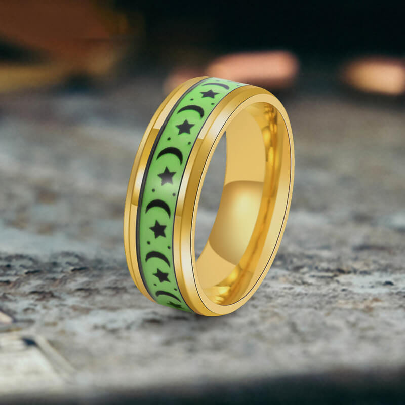 Luminous Star Moon Stainless Steel Epoxy Ring – GTHIC