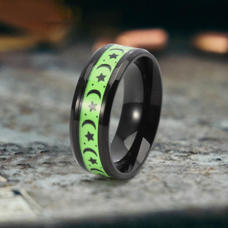 Luminous Star Moon Stainless Steel Epoxy Ring – GTHIC