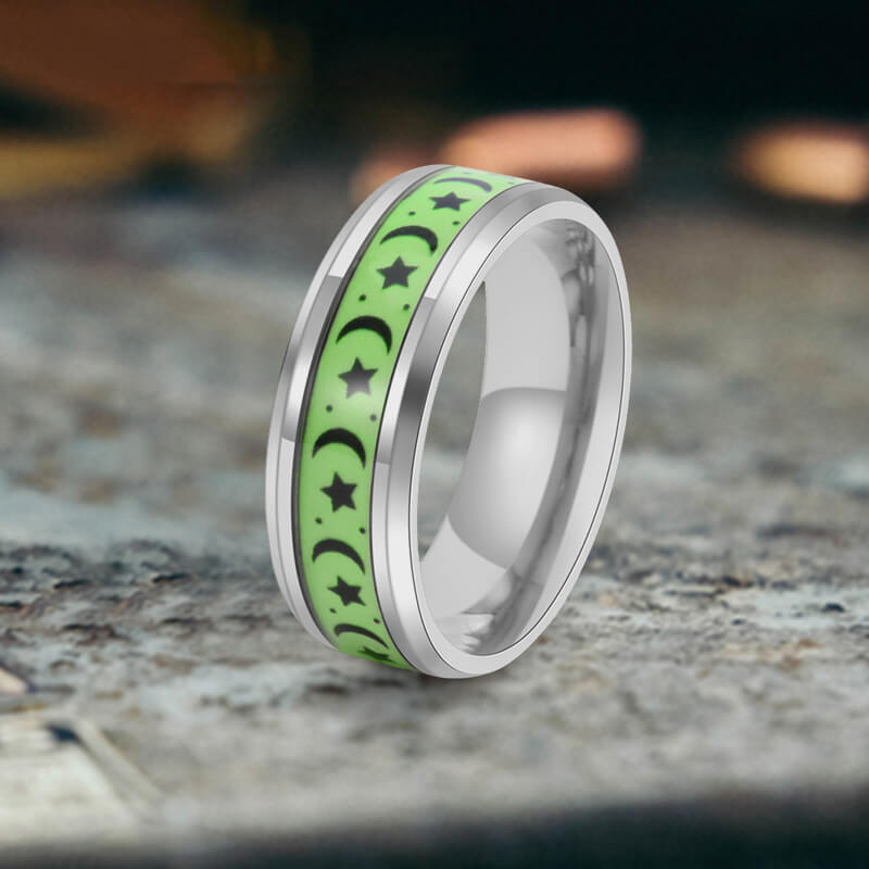 Luminous Star Moon Stainless Steel Epoxy Ring – GTHIC