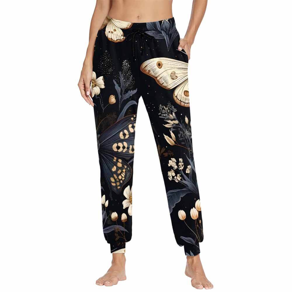 Mystical Moth And Flower Casual Elastic Drawstring Pants – GTHIC