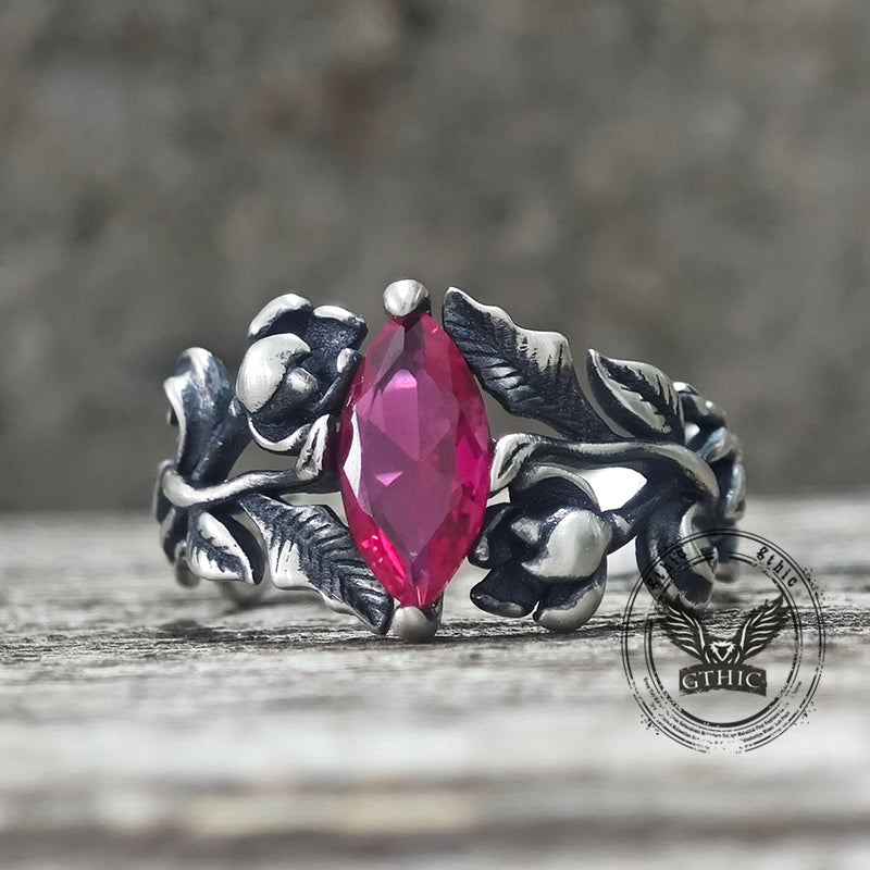 Night Rose Gemstone Sterling Silver Ring – GTHIC
