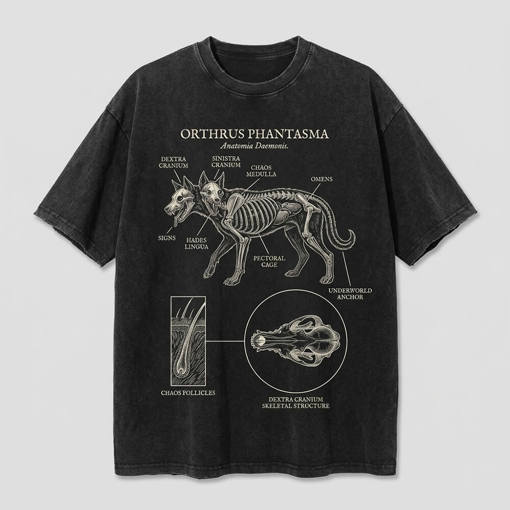 Orthrus Phantasma Anatomy Graphic Vintage Washed T-shirt – GTHIC