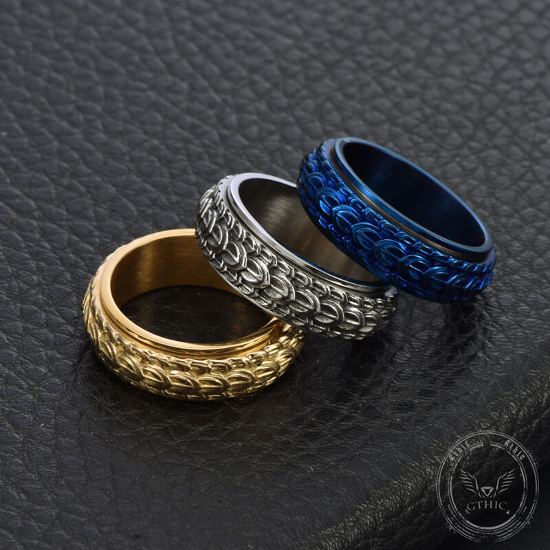 Personalized Dragon Scale Titanium Steel Spinner Ring – GTHIC
