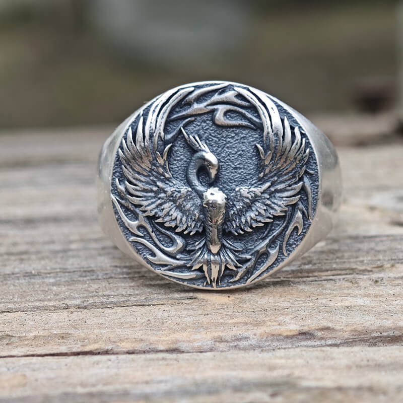 Phoenix Flame Pattern Sterling Silver Ring – GTHIC