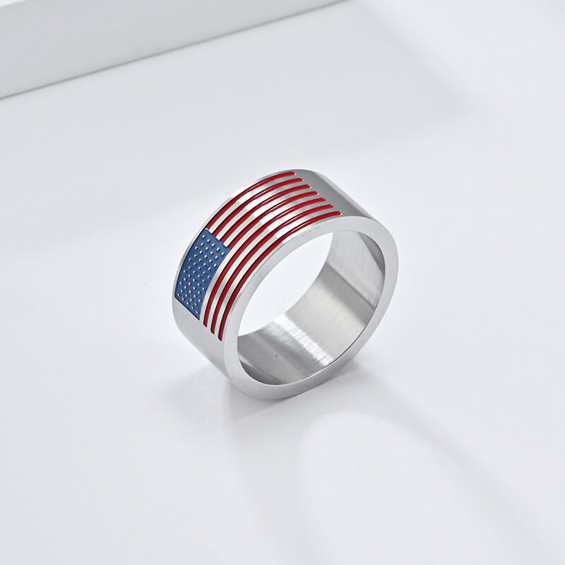 Punk American Flag Stainless Steel Band Ring – GTHIC
