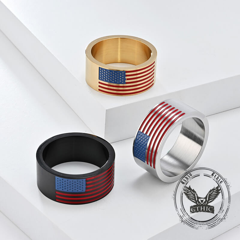 Punk American Flag Stainless Steel Band Ring – GTHIC