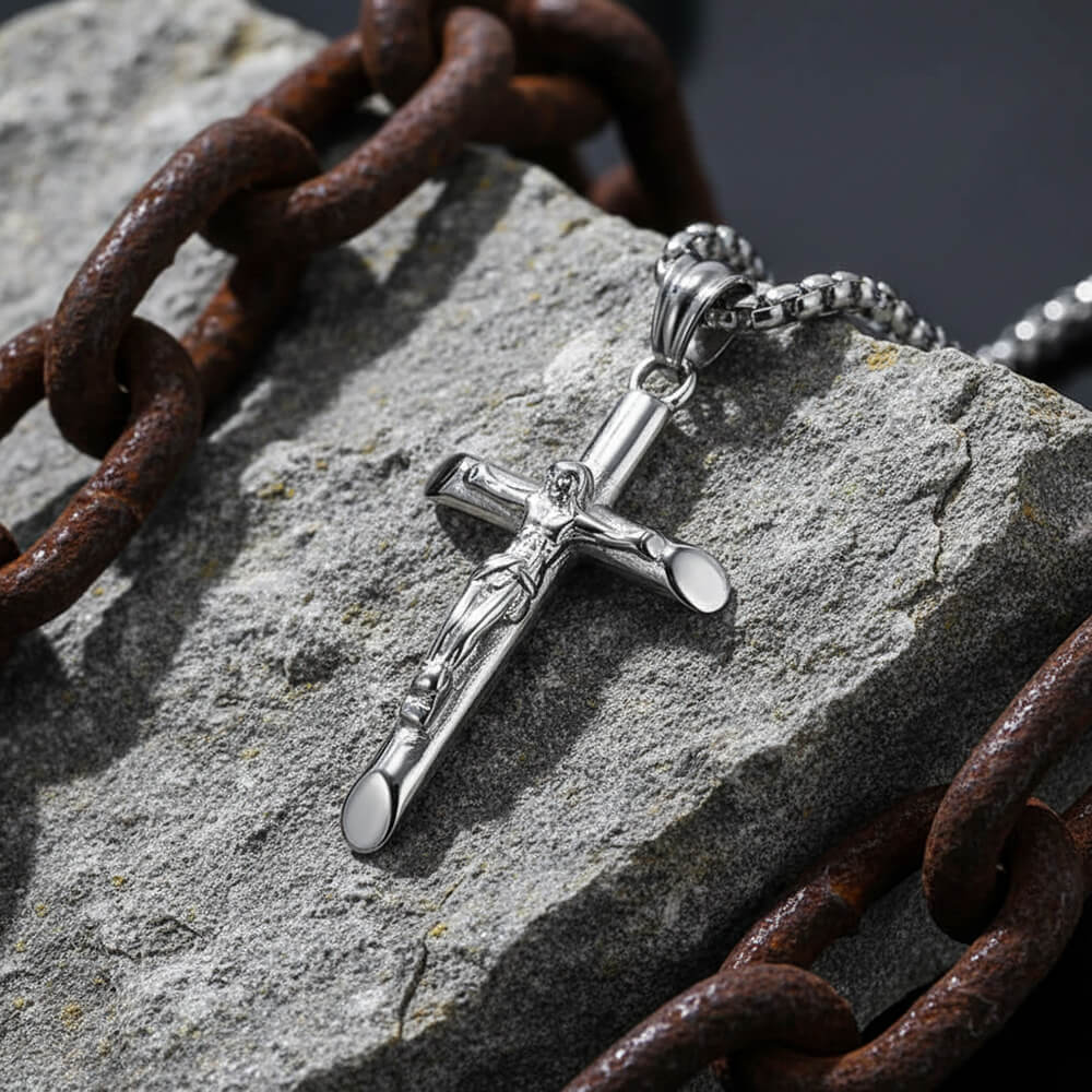 Punk Jesus Suffering Stainless Steel Cross Pendant – GTHIC