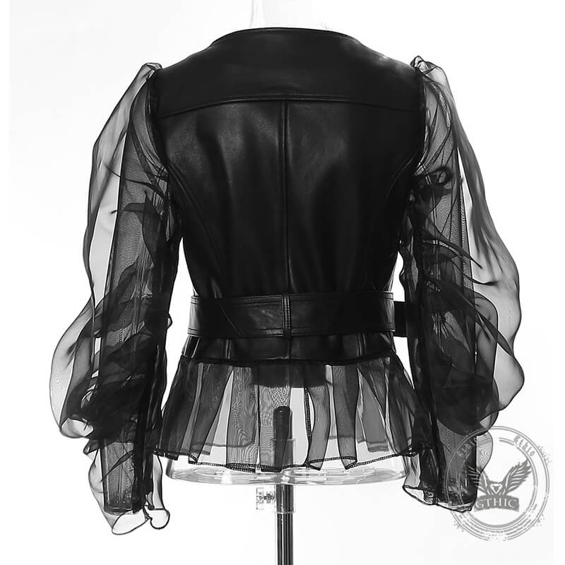Street Letters Motorcycle Embroidered Coffee Leather Jacket – GTHIC