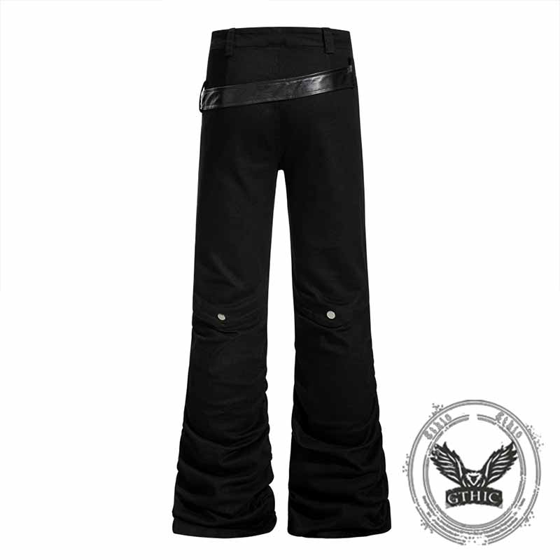 Punk Pleated PU Leather Patchwork Flared Pants – GTHIC