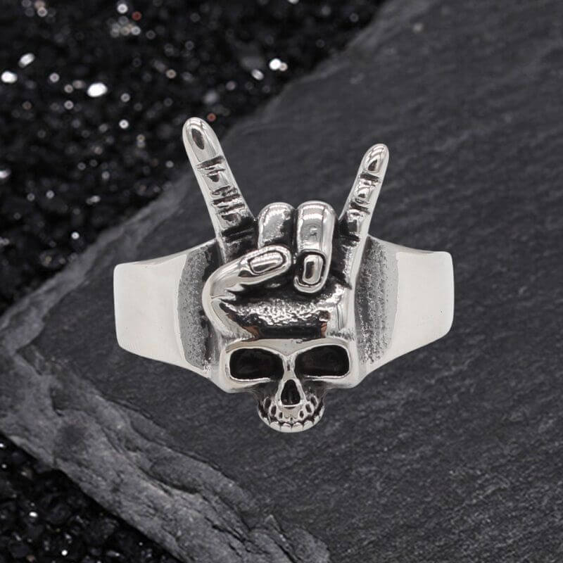 Punk Rock Gesture Stainless Steel Skull Ring – GTHIC
