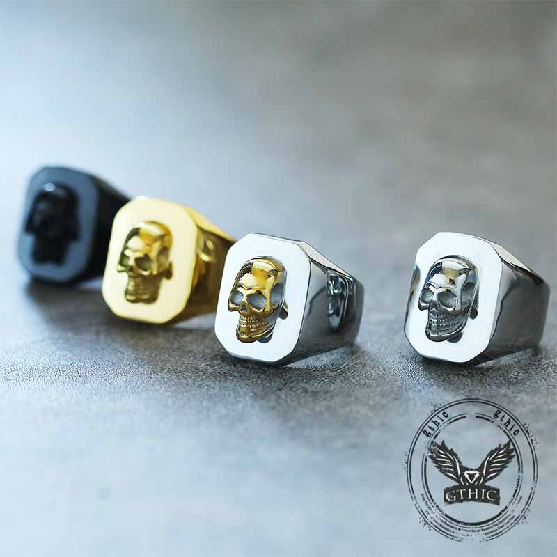 Punk Skull Head Stainless Steel Square Ring – GTHIC