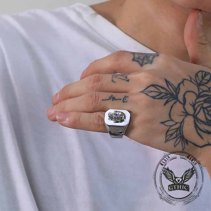 Punk Skull Head Stainless Steel Square Ring – GTHIC