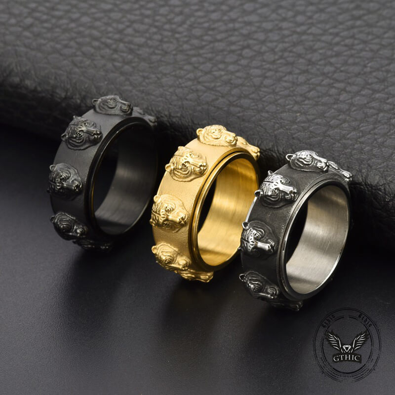 Punk Tiger Head Stainless Steel Spinner Ring – GTHIC