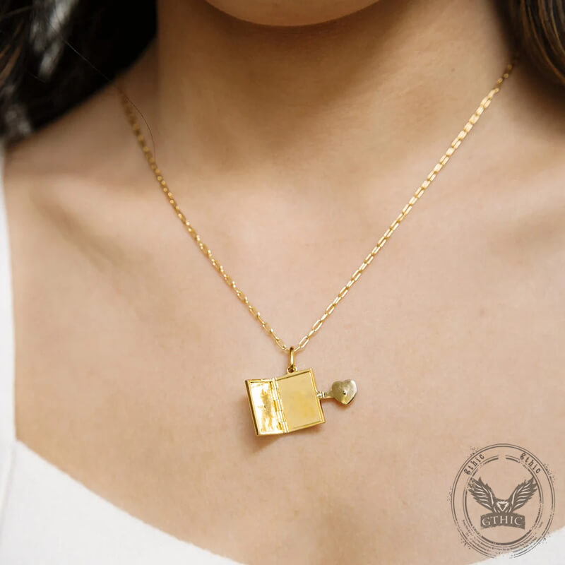 Retro Heart Openable Notebook Copper Locket Necklace – GTHIC