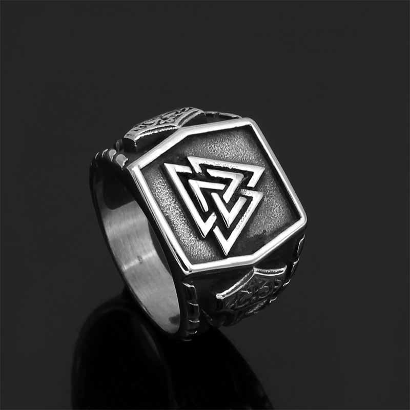 Retro Valknut Odin Triangle Stainless Steel Viking Ring – GTHIC