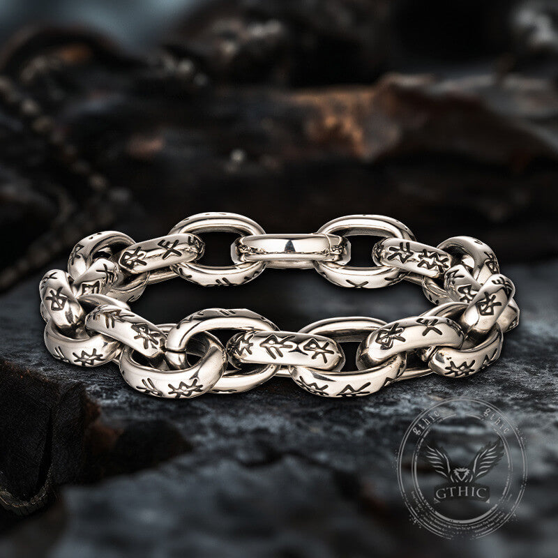 Seven Realms Seal Rune Letter Stainless Steel Viking Bracelet – GTHIC