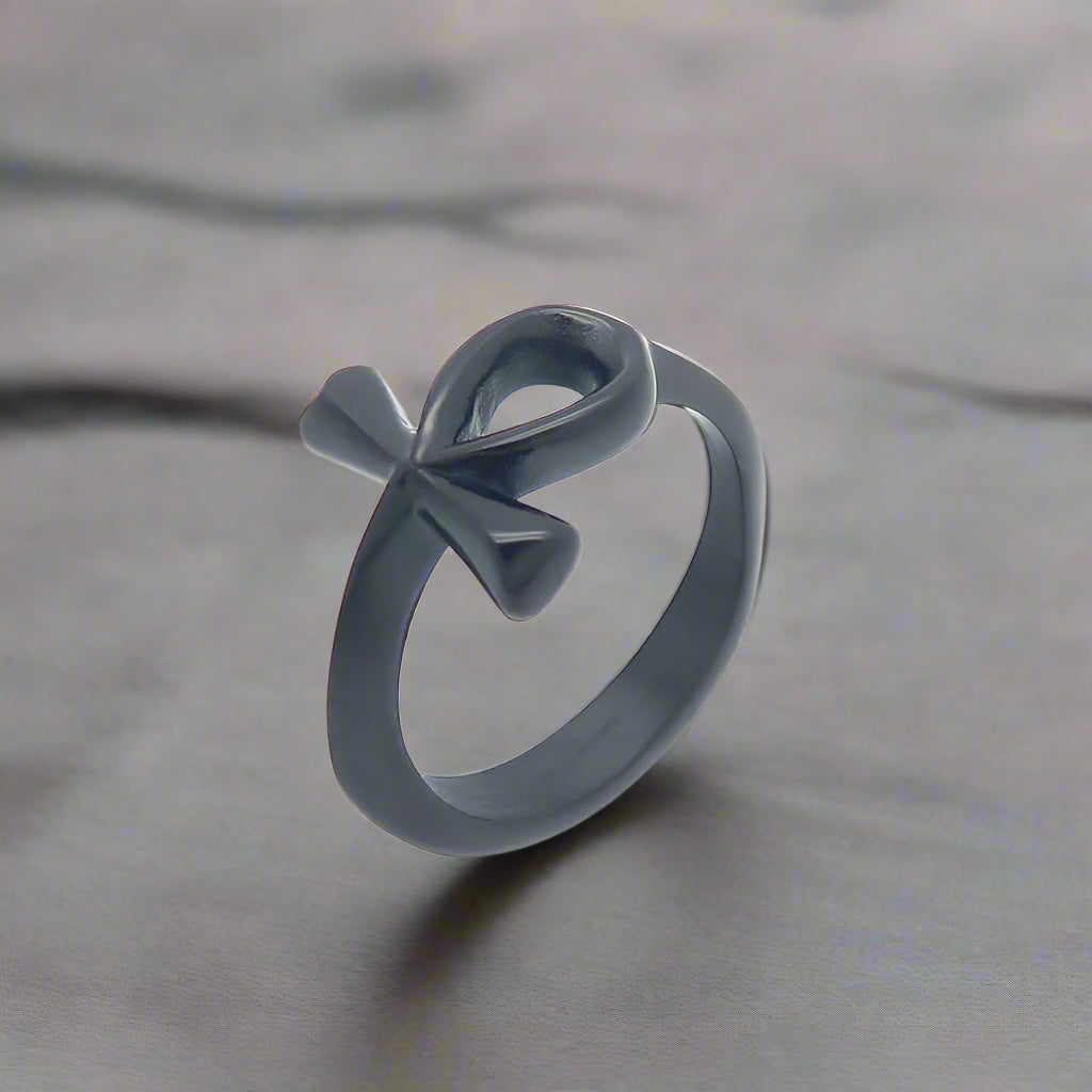 Simple Ancient Egyptian Ankh Cross Stainless Steel Ring – GTHIC
