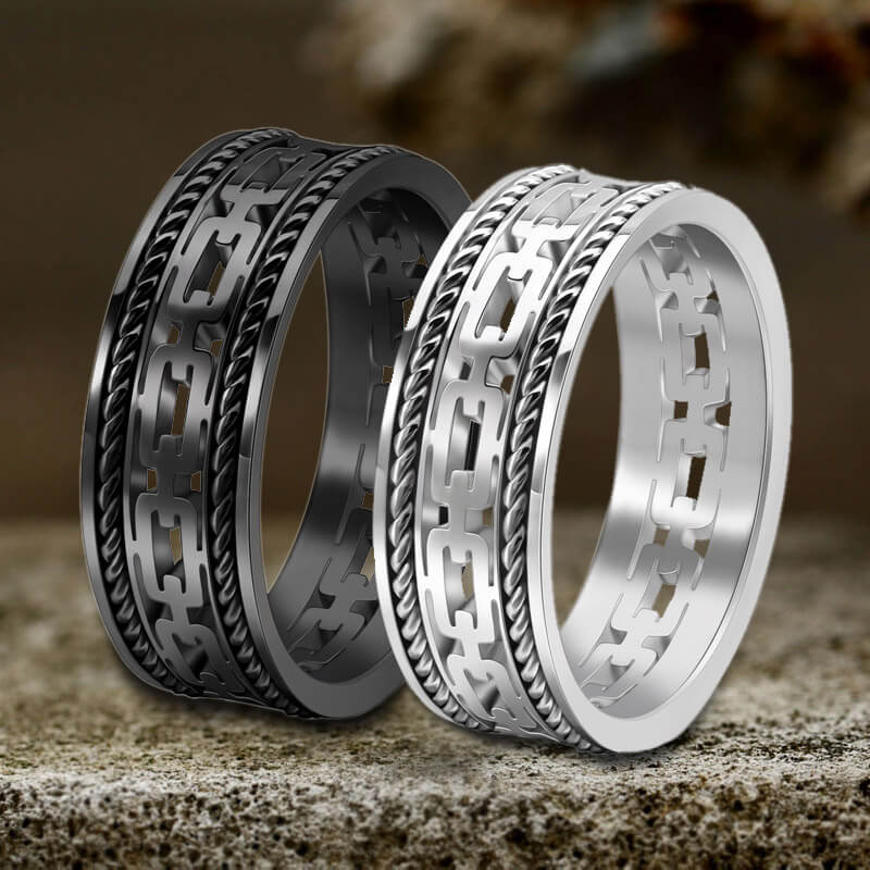 Simple Chain Link Hollow Stainless Steel Ring – GTHIC