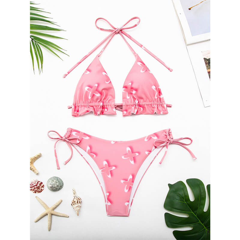 Simple Cross Wave Print Bikini Set – GTHIC