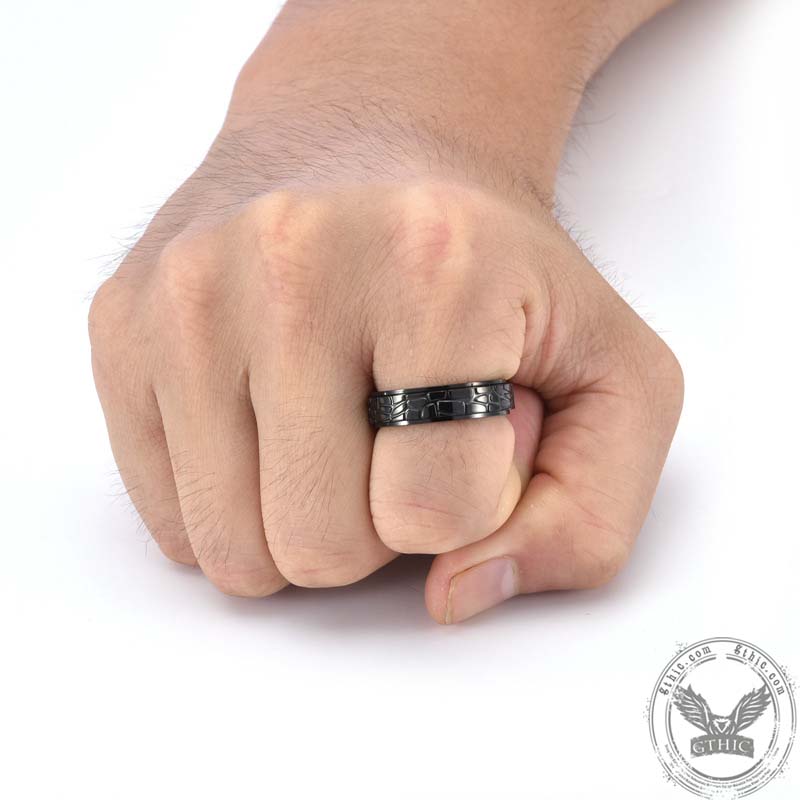 Simple Stone Texture Stainless Steel Spinner Ring – GTHIC
