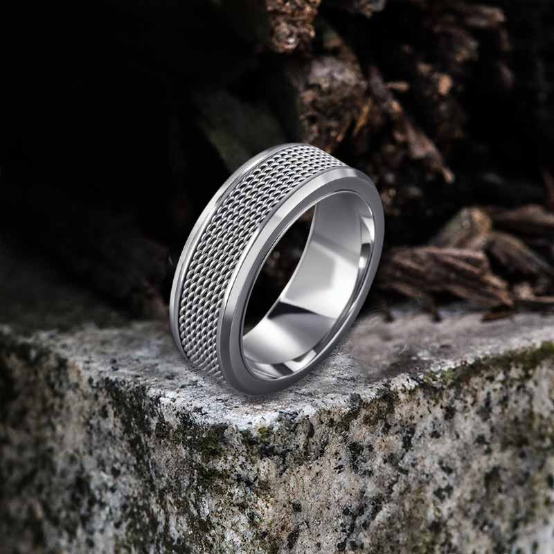 Simple Woven Mesh Design Stainless Steel Ring – GTHIC
