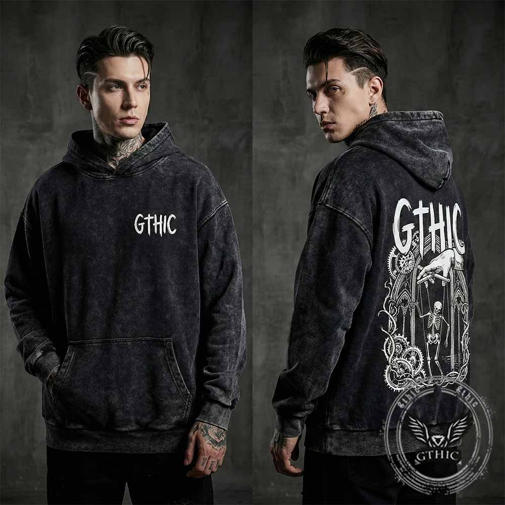 Skeleton Puppet Master Vintage Washed Gothic Hoodie – GTHIC