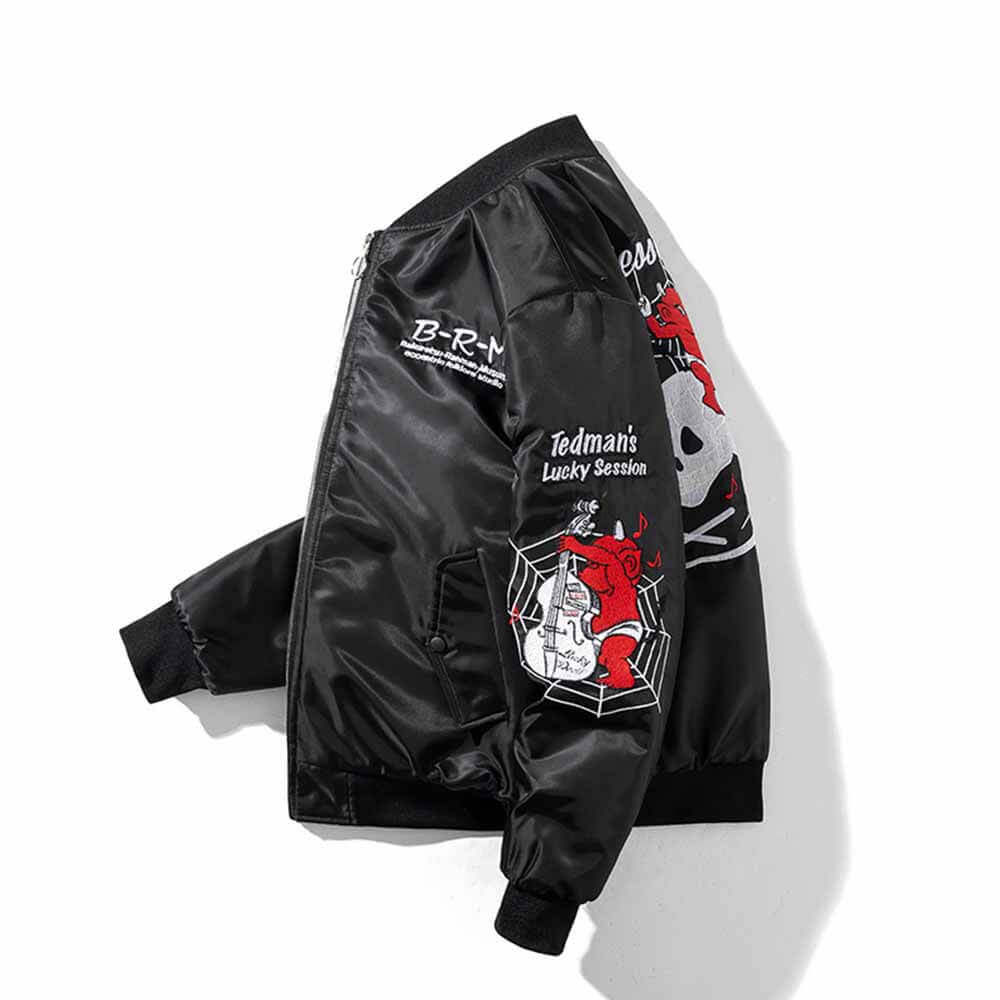 Skull Snake Embroidery Thickened Baseball Uniform Flight Jacket – GTHIC