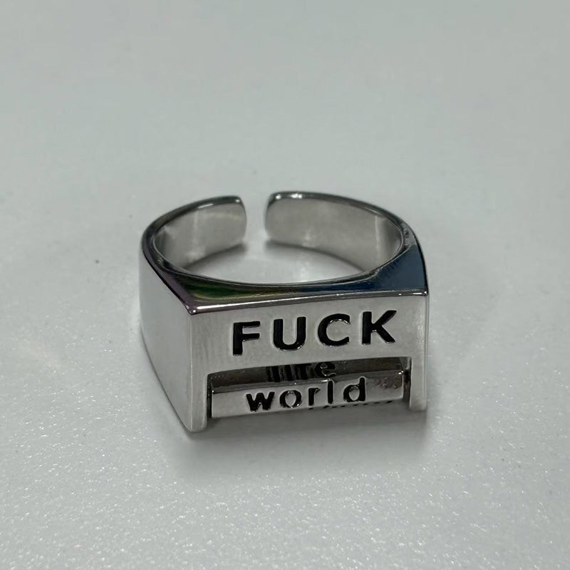 Square FUCK/LOVE Copper Rotatable Interactive Ring – GTHIC