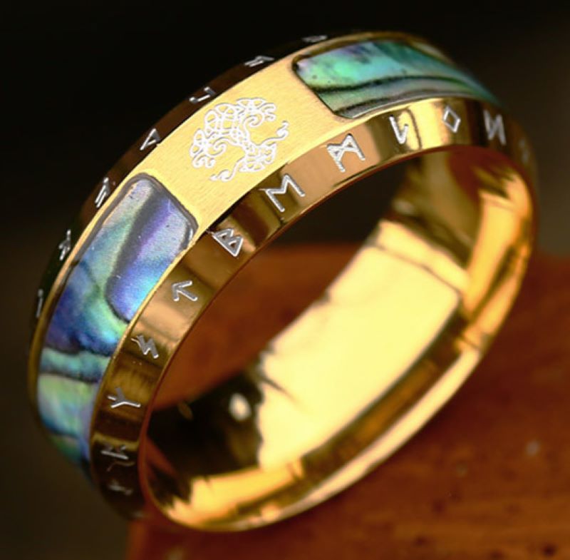 Tree Of Life Stainless Steel Shell Viking Ring – GTHIC