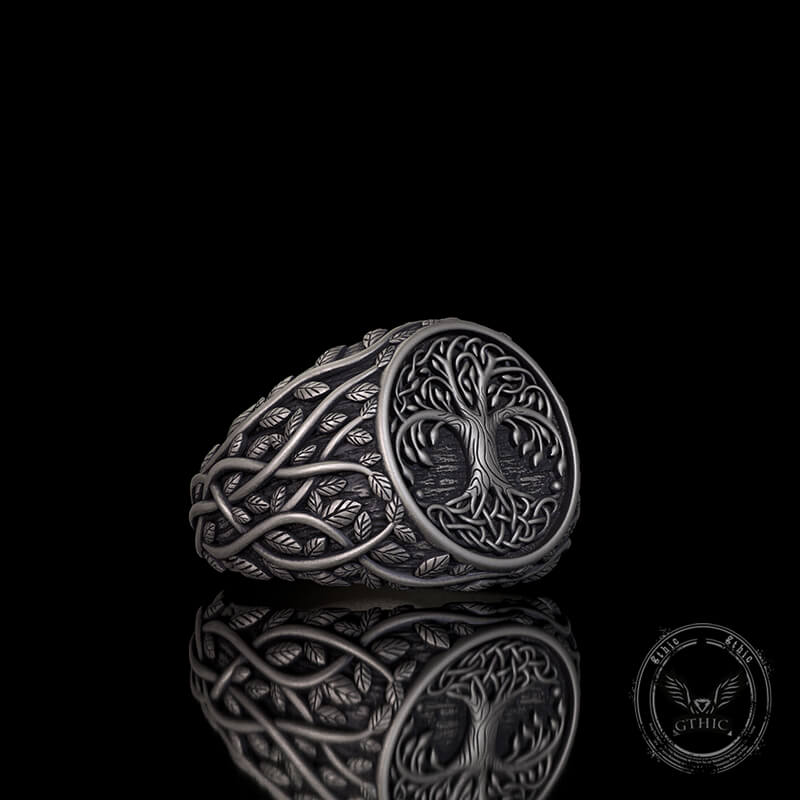 Tree Of Life Yggdrasil Sterling Silver Viking Ring – GTHIC