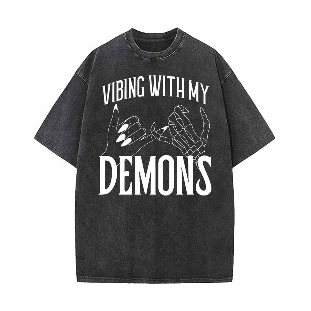 Vibing With My Demons Vintage Washed T-shirt – GTHIC